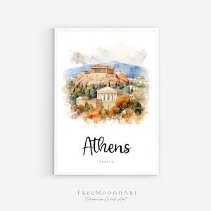 Acropolis of Athens Greece Travel Poster, Athens City Print, Greece ...