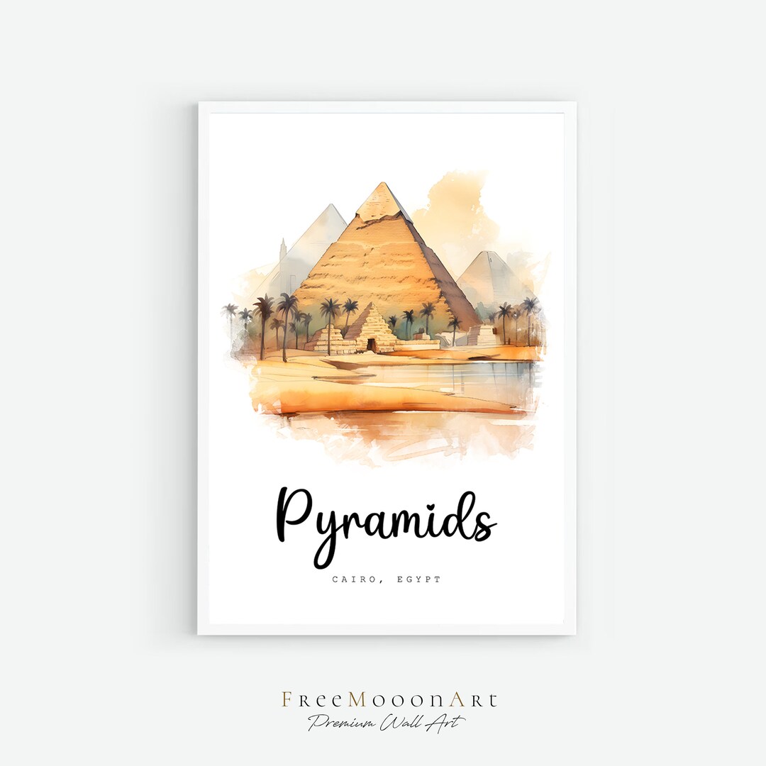 Great Pyramid of Giza Travel Poster, Cairo City Print, Egypt Wall Art ...
