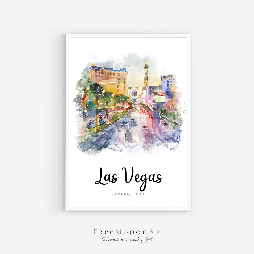 Las Vegas Nevada Travel Poster, Las Vegas City Print, Nevada Wall Art ...