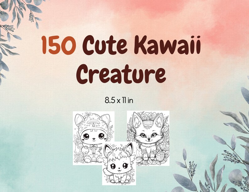 150 Cute Kawaii Creature, Coloring Books, KDP Interior Content - Etsy
