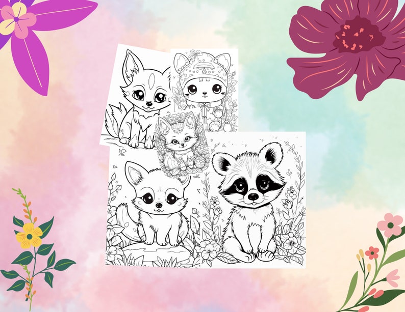 120 Cute Animals for Coloring Books, KDP Interior, Kawaii Creature - Etsy