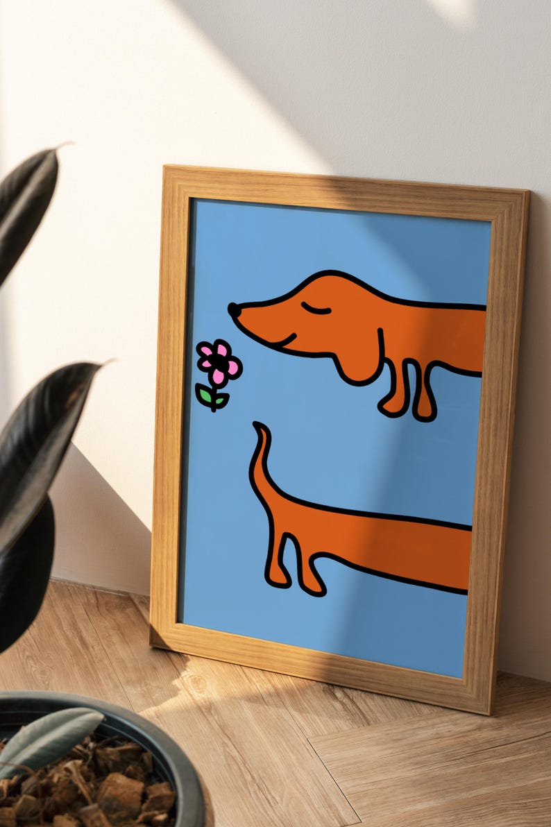 Dachshund Art Print, Minimalist Dog Wall Decor (digital Download) - Etsy