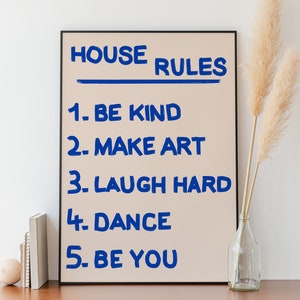 House Rules Wall Art, Minimalist Wall Print,modern Art Print, Trendy ...