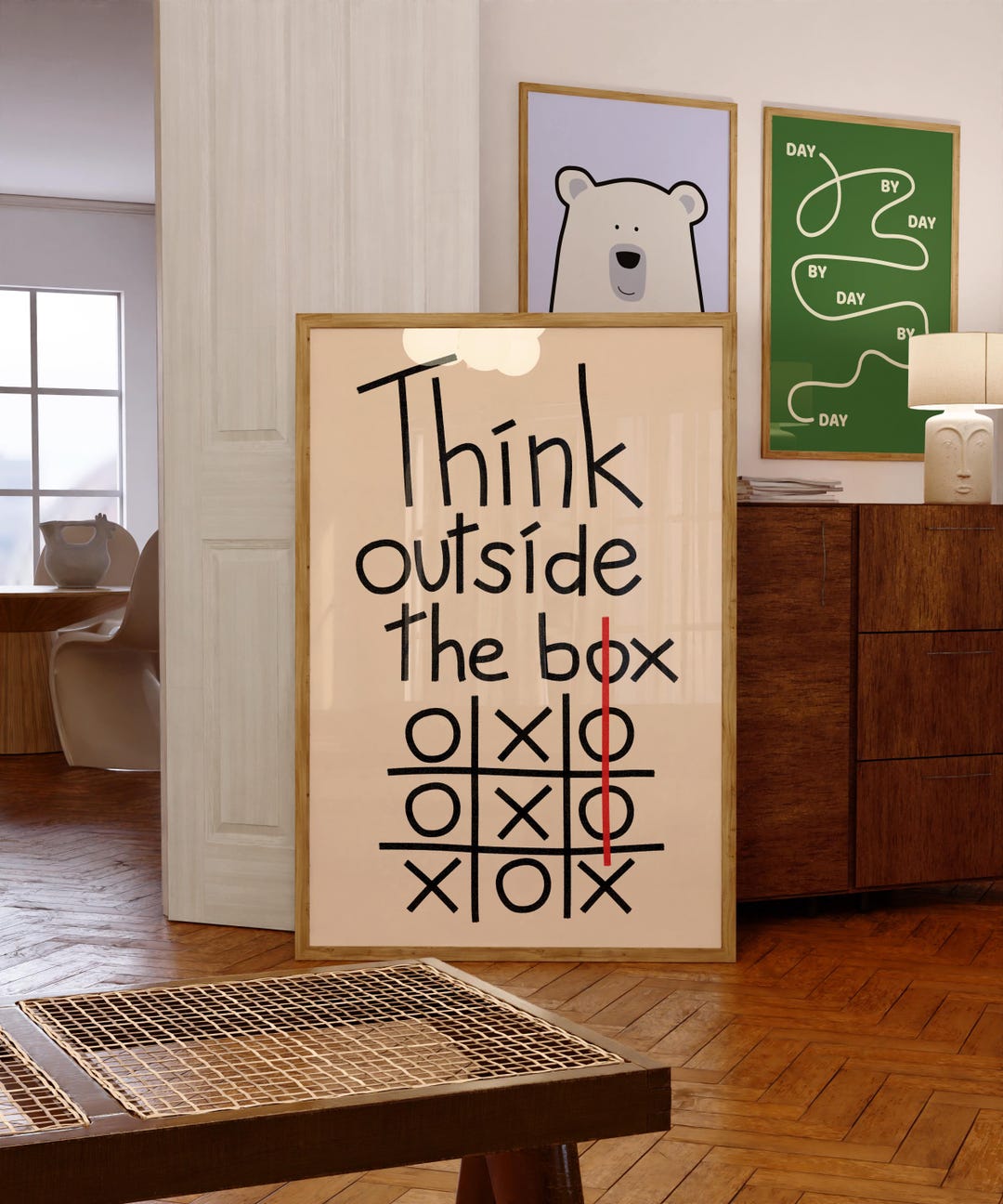 Think Outside the Box, Inspirational Wall Art Print, Modern Minimalist ...