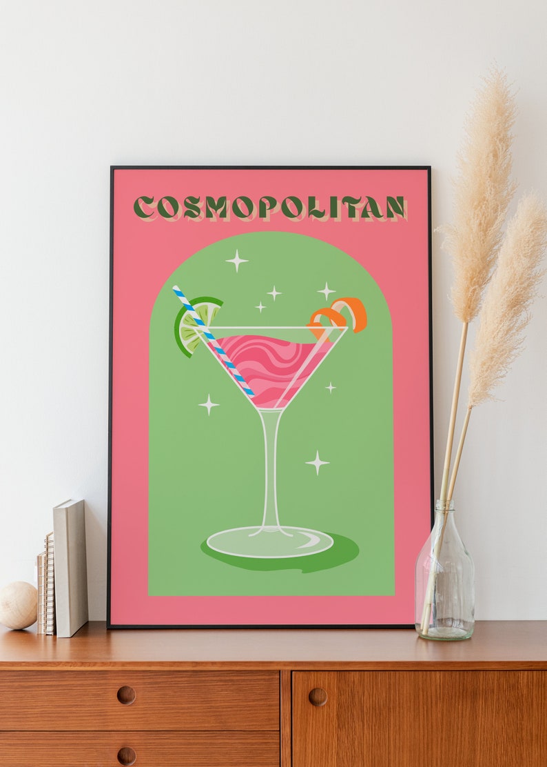 Cosmopolitan Cocktail Print Retro Cocktail Wall Art Cocktail - Etsy