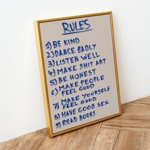 Rules Wall Art, Minimalist Wall Print, Modern Art Print, Trendy Wall ...