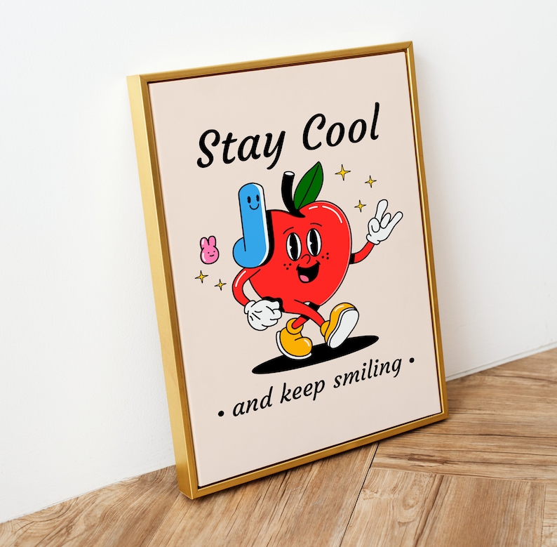 Stay Cool and Keep Smiling-digital Download-wall Print-retro Cartoon ...