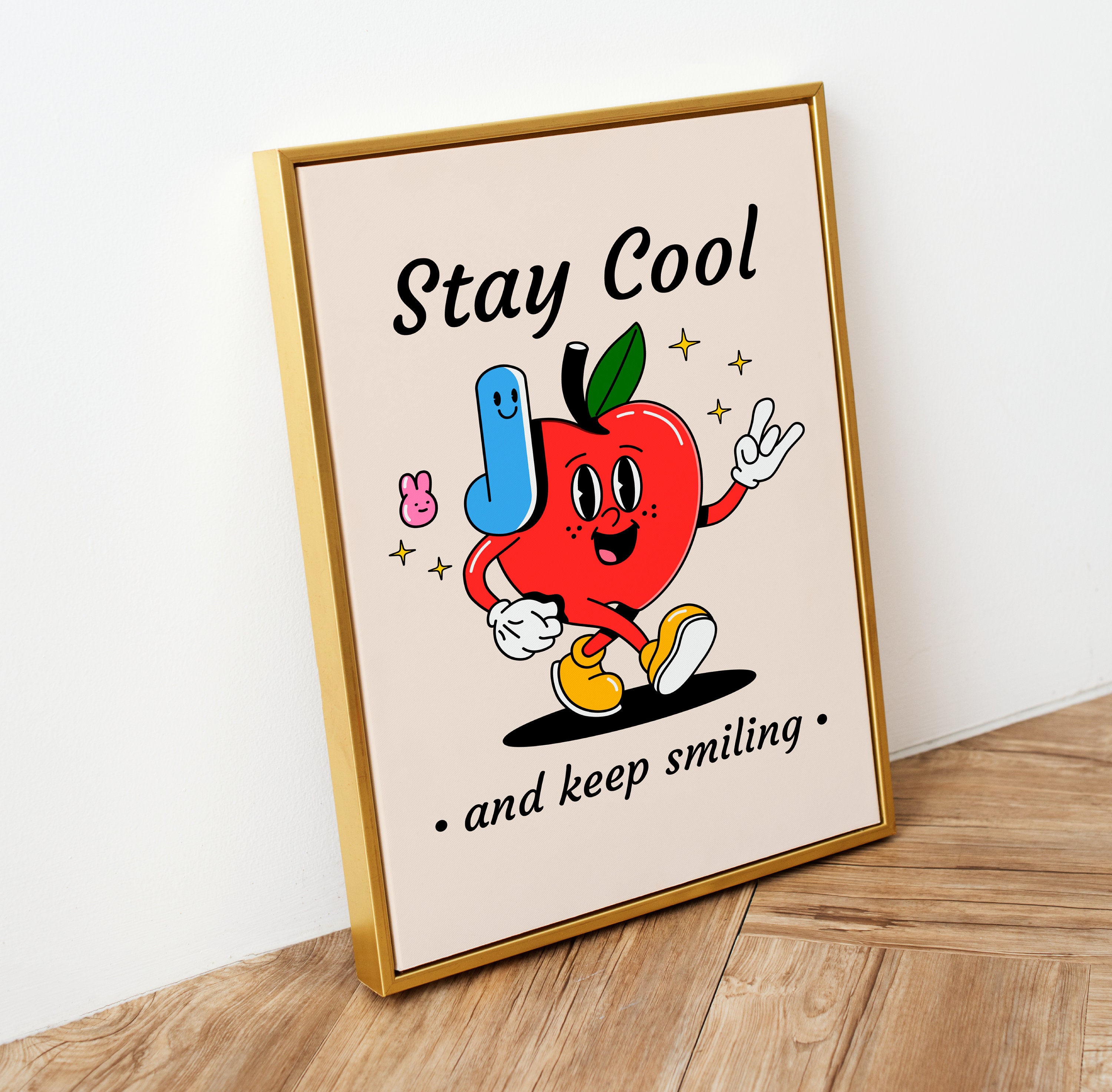 Stay Cool and Keep Smiling-digital Download-wall Print-retro Cartoon ...