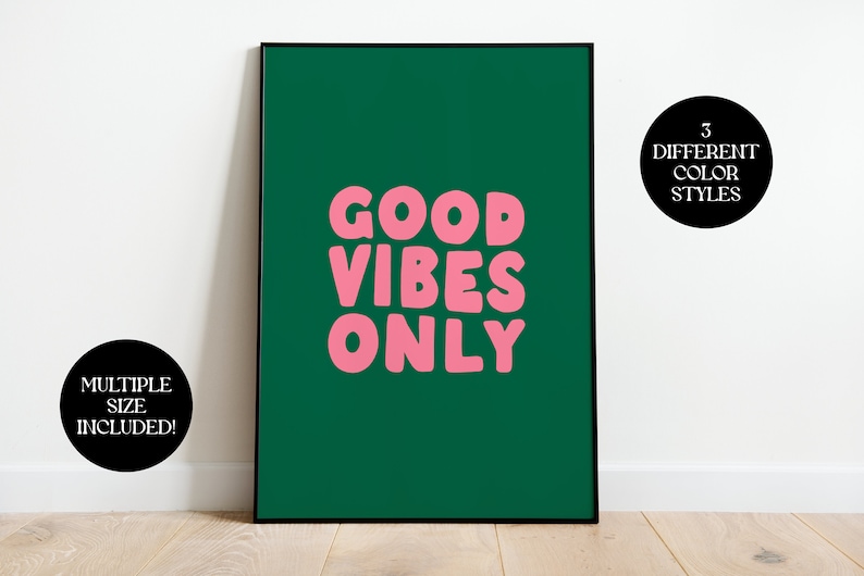 Good Vibes Only Print, Retro Inspirational Wall Art (digital Download ...
