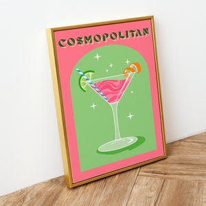 Cosmopolitan Cocktail Print, Retro Cocktail Wall Art, Cocktail Poster ...