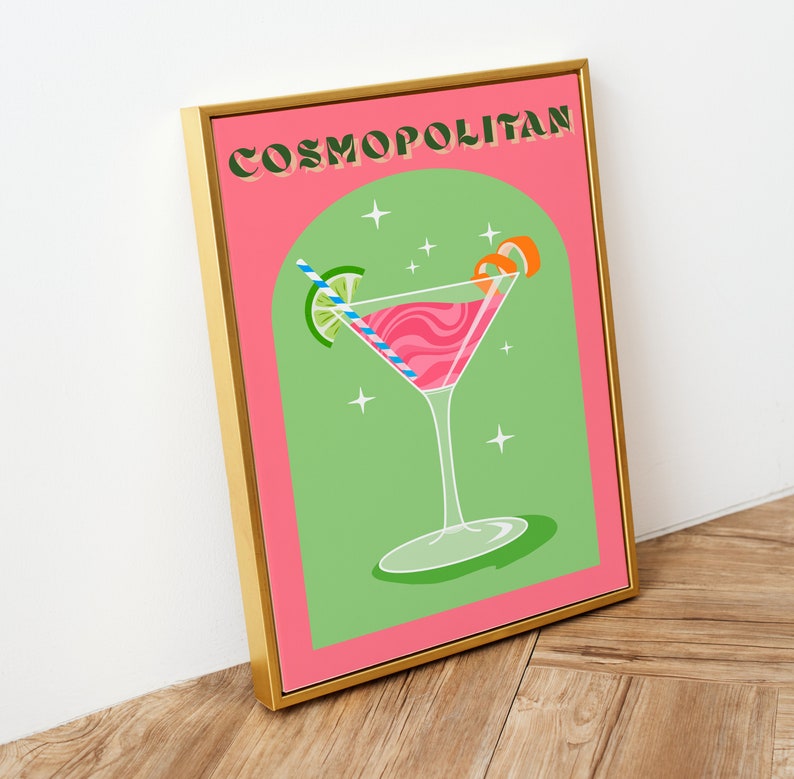 Cosmopolitan Cocktail Print Retro Cocktail Wall Art Cocktail - Etsy
