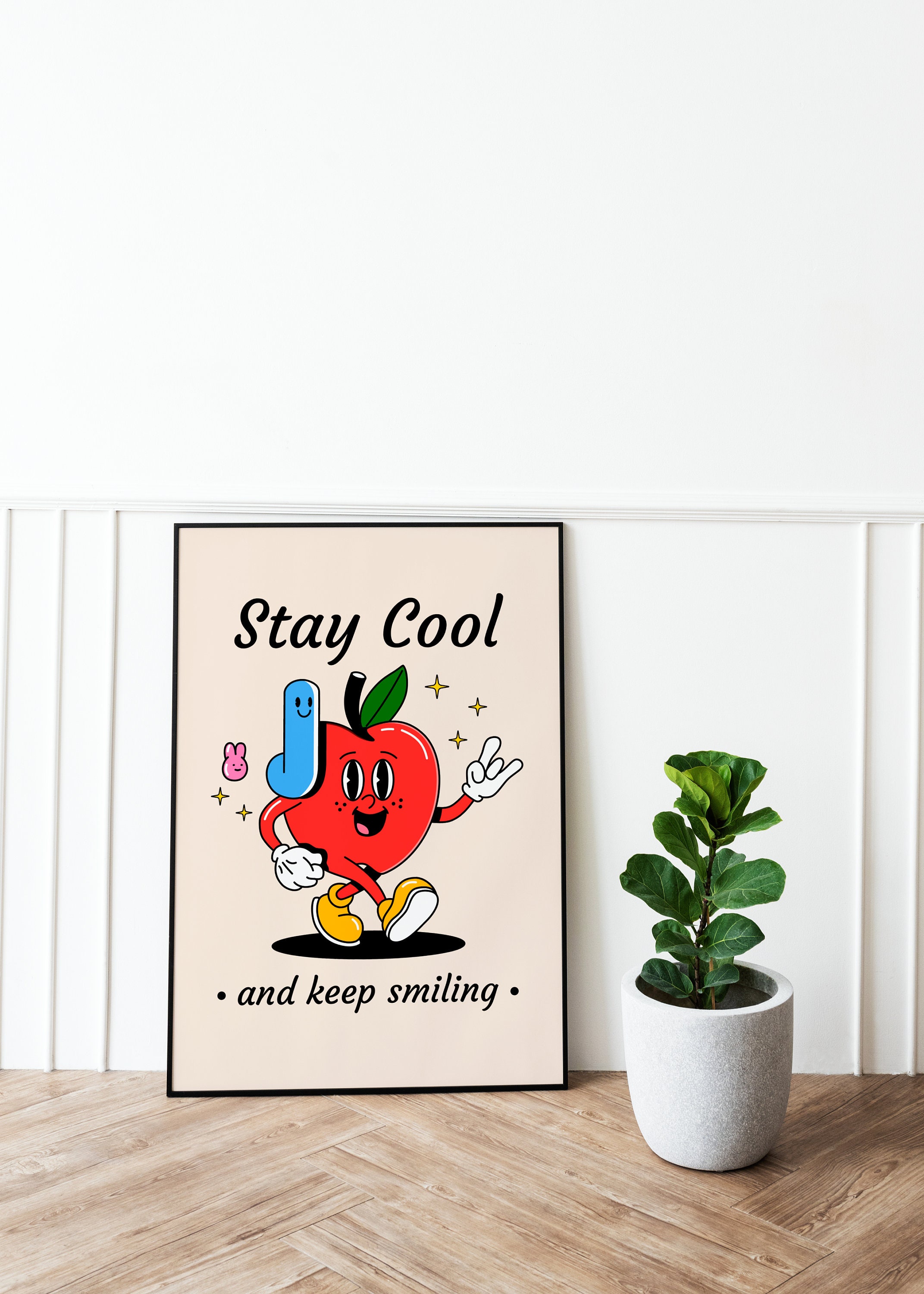 Stay Cool and Keep Smiling-digital Download-wall Print-retro Cartoon ...