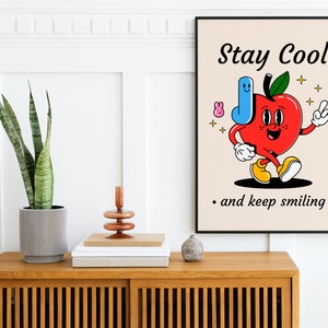 Stay Cool and Keep Smiling-digital Download-wall Print-retro Cartoon ...