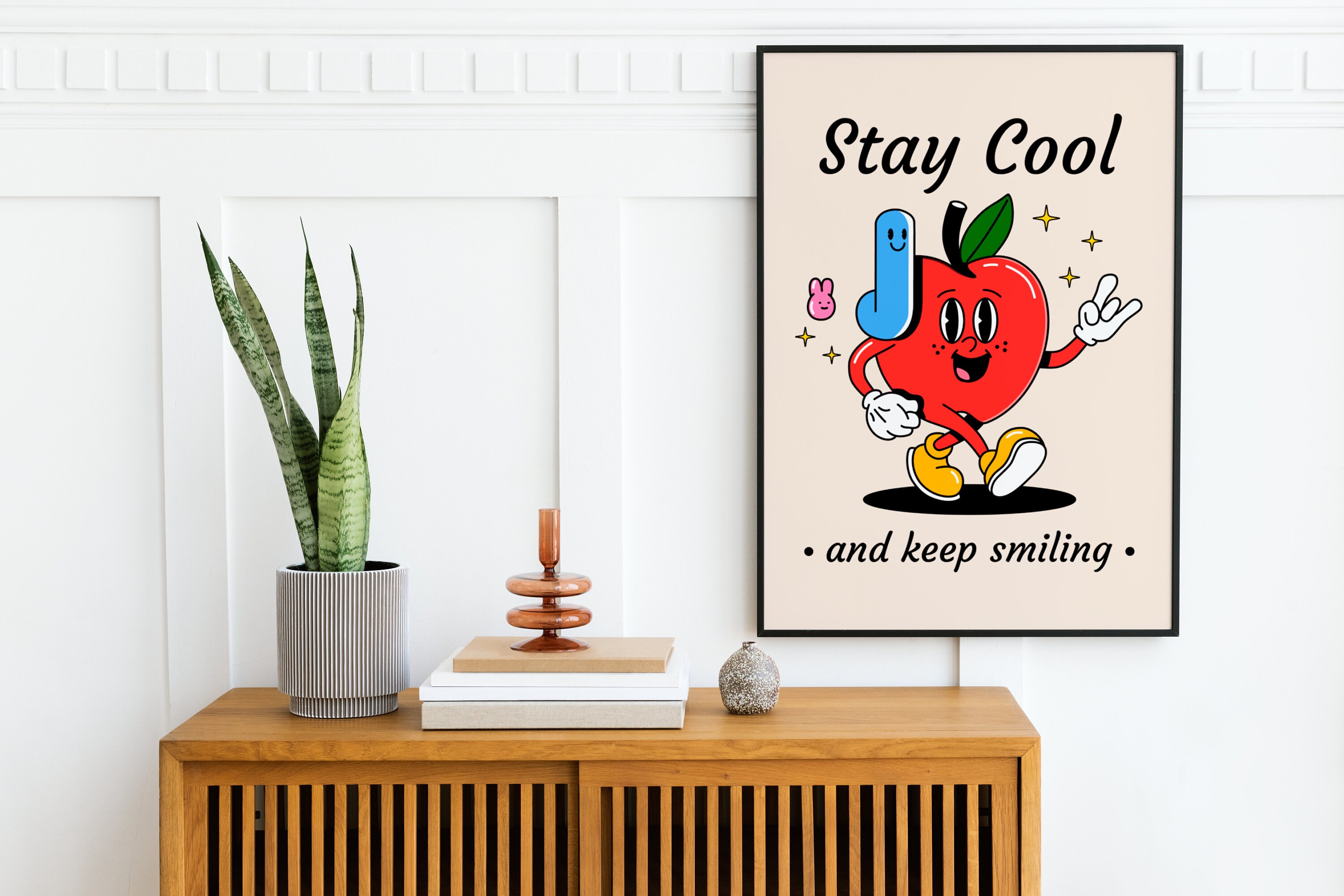 Stay Cool and Keep Smiling-digital Download-wall Print-retro Cartoon ...