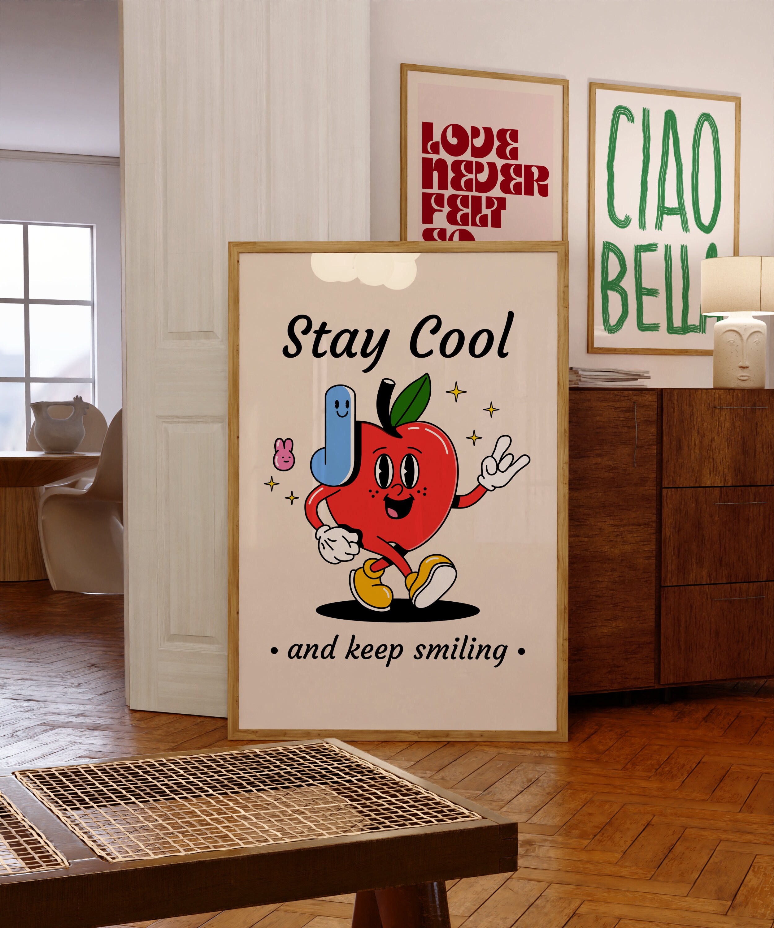 Stay Cool and Keep Smiling-digital Download-wall Print-retro Cartoon ...