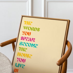 The Words You Speak Become the House You Live in Print, Girly Printable ...