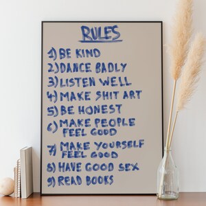 Rules Wall Art, Minimalist Wall Print, Modern Art Print, Trendy Wall ...