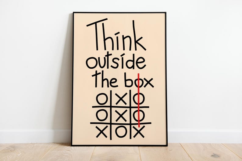Think Outside the Box, Inspirational Wall Art Print, Modern Minimalist ...