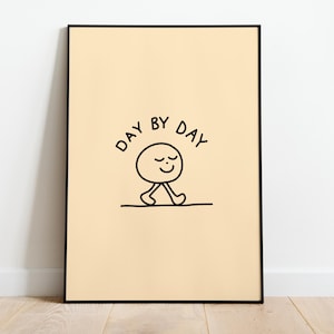 Day by Day Poster – Retro Minimalist Print, Positive Wall Art (digital ...