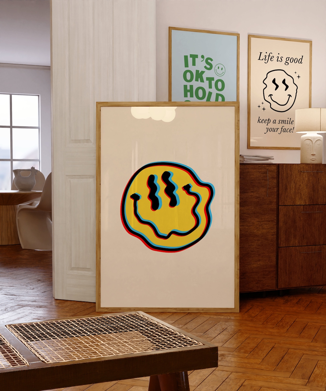 Smiley Face Wall Art, Minimalist Wall Print, Modern Art Print,trendy ...