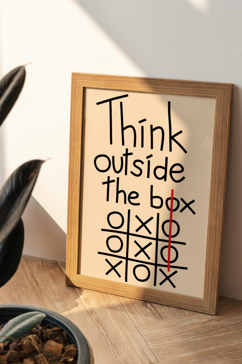 Think Outside the Box, Inspirational Wall Art Print, Modern Minimalist ...
