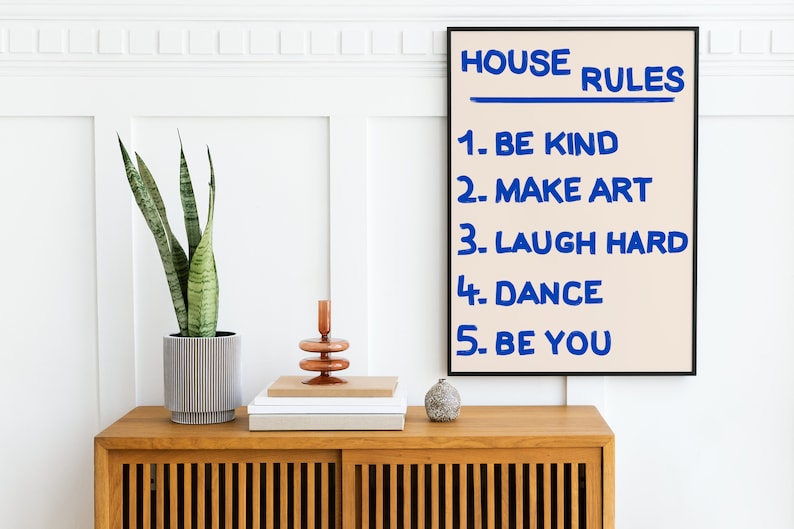 House Rules Wall Art Minimalist Wall Printmodern Art Print - Etsy