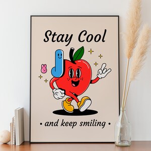 Stay Cool and Keep Smiling-digital Download-wall Print-retro Cartoon ...