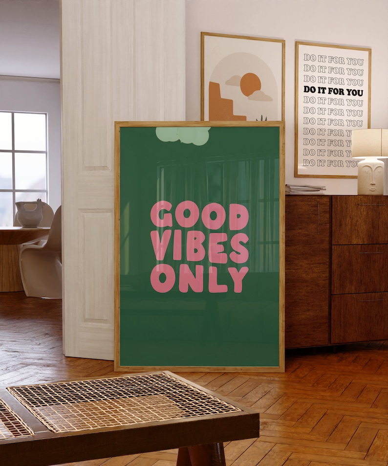 Good Vibes Only Print, Retro Inspirational Wall Art (digital Download ...