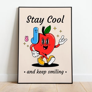 Stay Cool and Keep Smiling-digital Download-wall Print-retro Cartoon ...