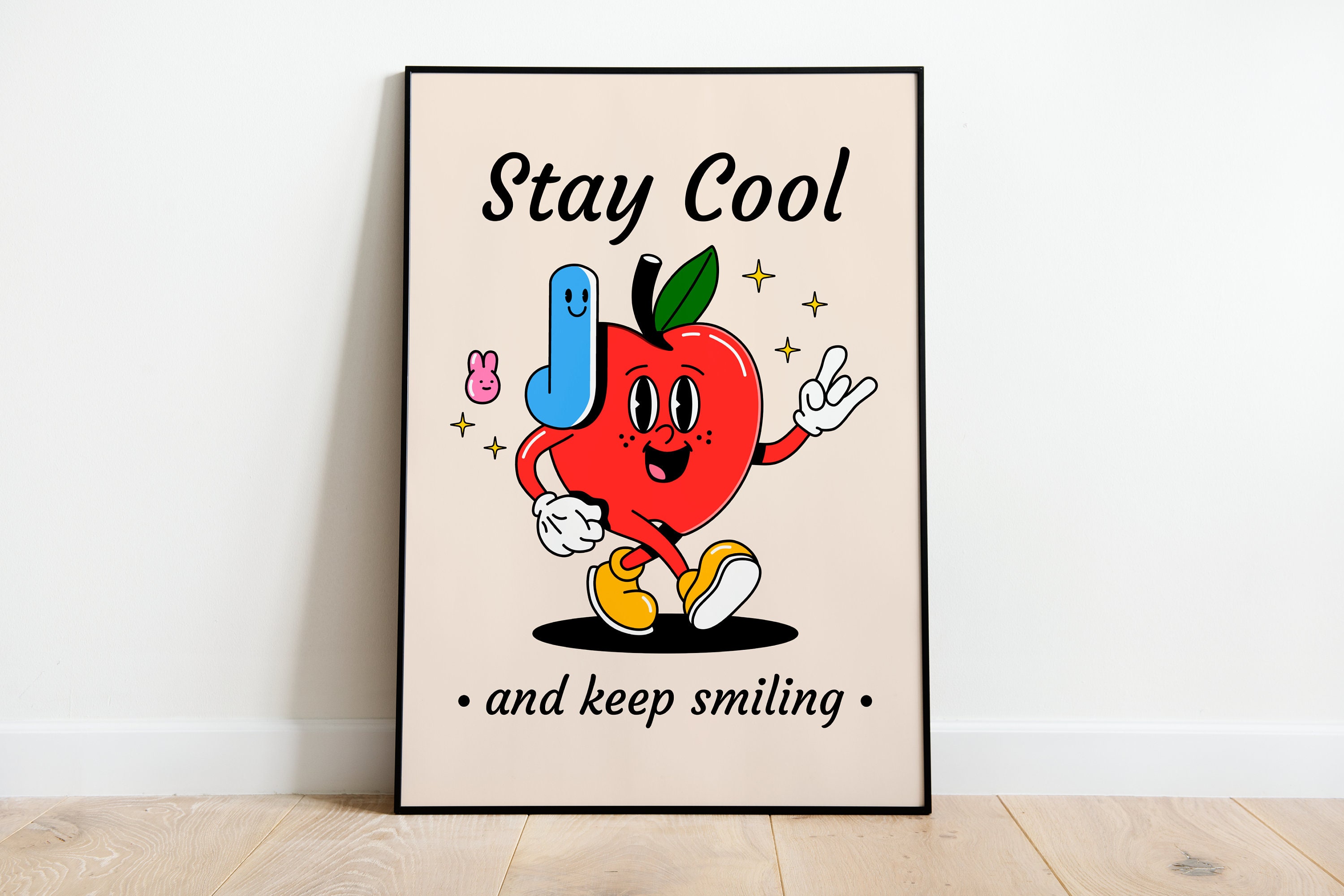 Stay Cool and Keep Smiling-digital Download-wall Print-retro Cartoon ...