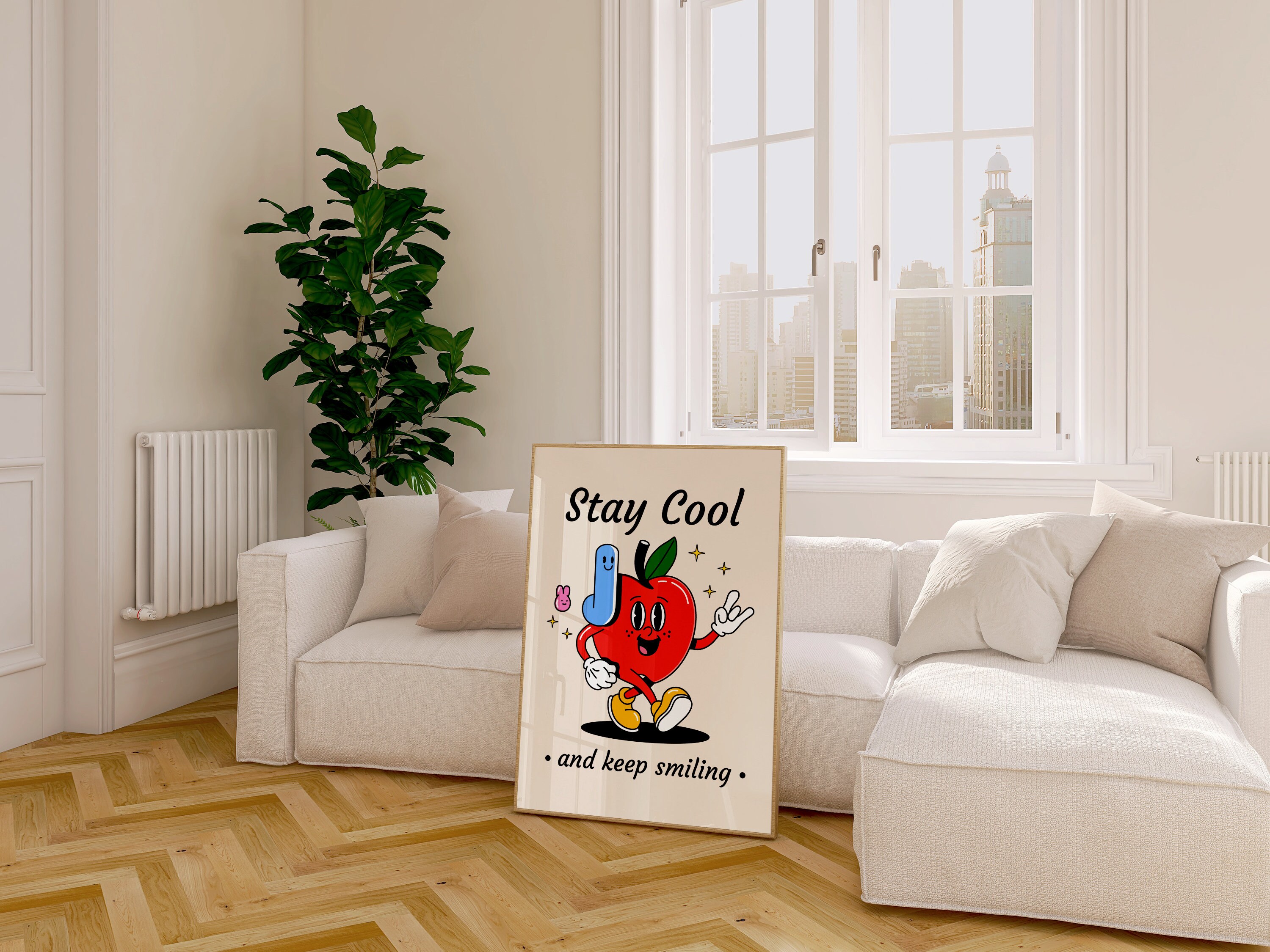 Stay Cool and Keep Smiling-digital Download-wall Print-retro Cartoon ...