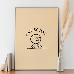 Day by Day Poster – Retro Minimalist Print, Positive Wall Art (digital ...