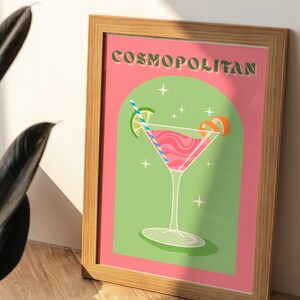 Cosmopolitan Cocktail Print, Retro Cocktail Wall Art, Cocktail Poster ...