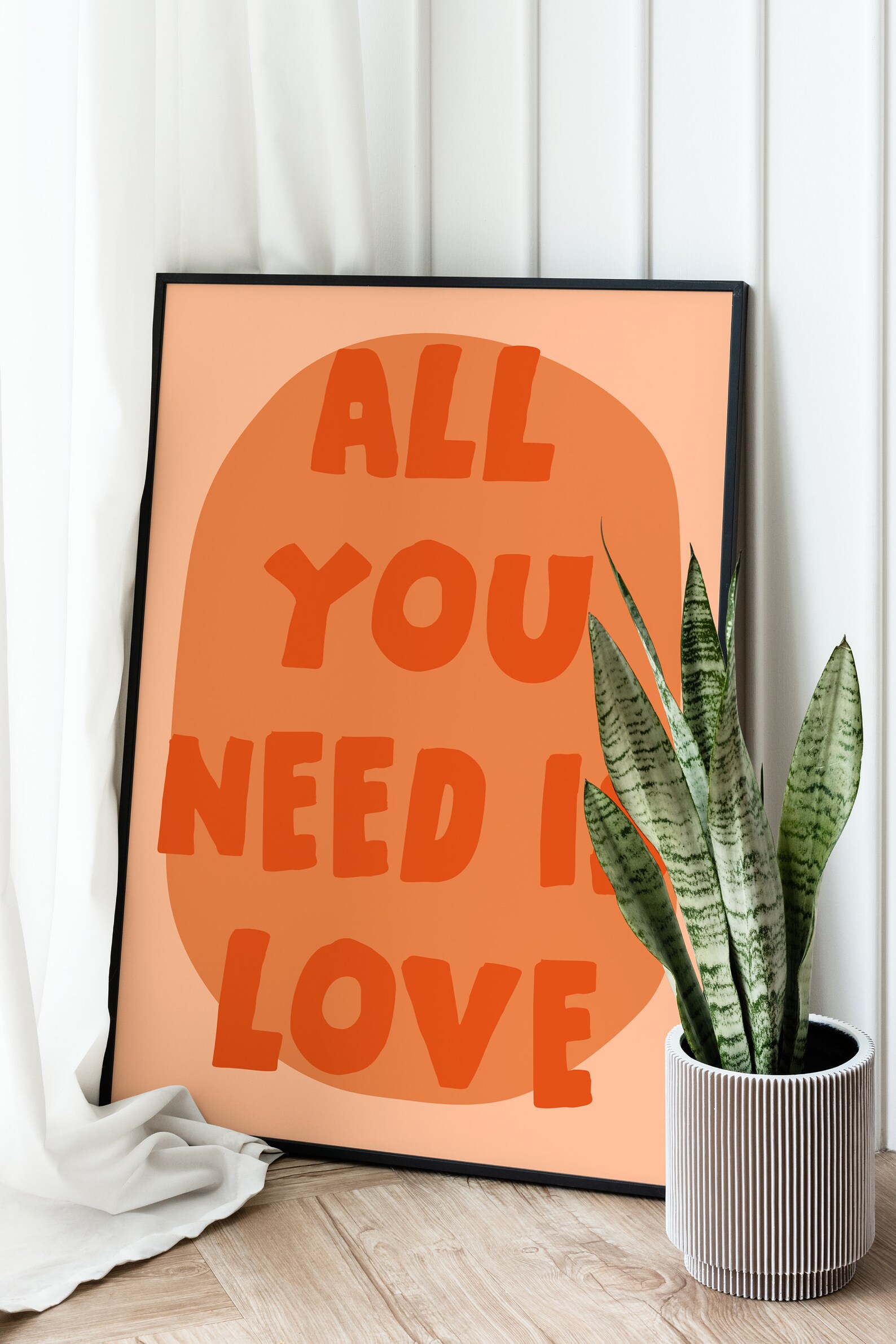 Colorful all You Need is Love Poster, Retro Quote, Digital Wall Art ...