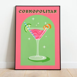 Cosmopolitan Cocktail Print, Retro Cocktail Wall Art, Cocktail Poster ...