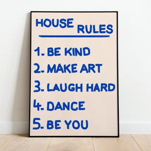 House Rules Wall Art, Minimalist Wall Print,modern Art Print, Trendy ...