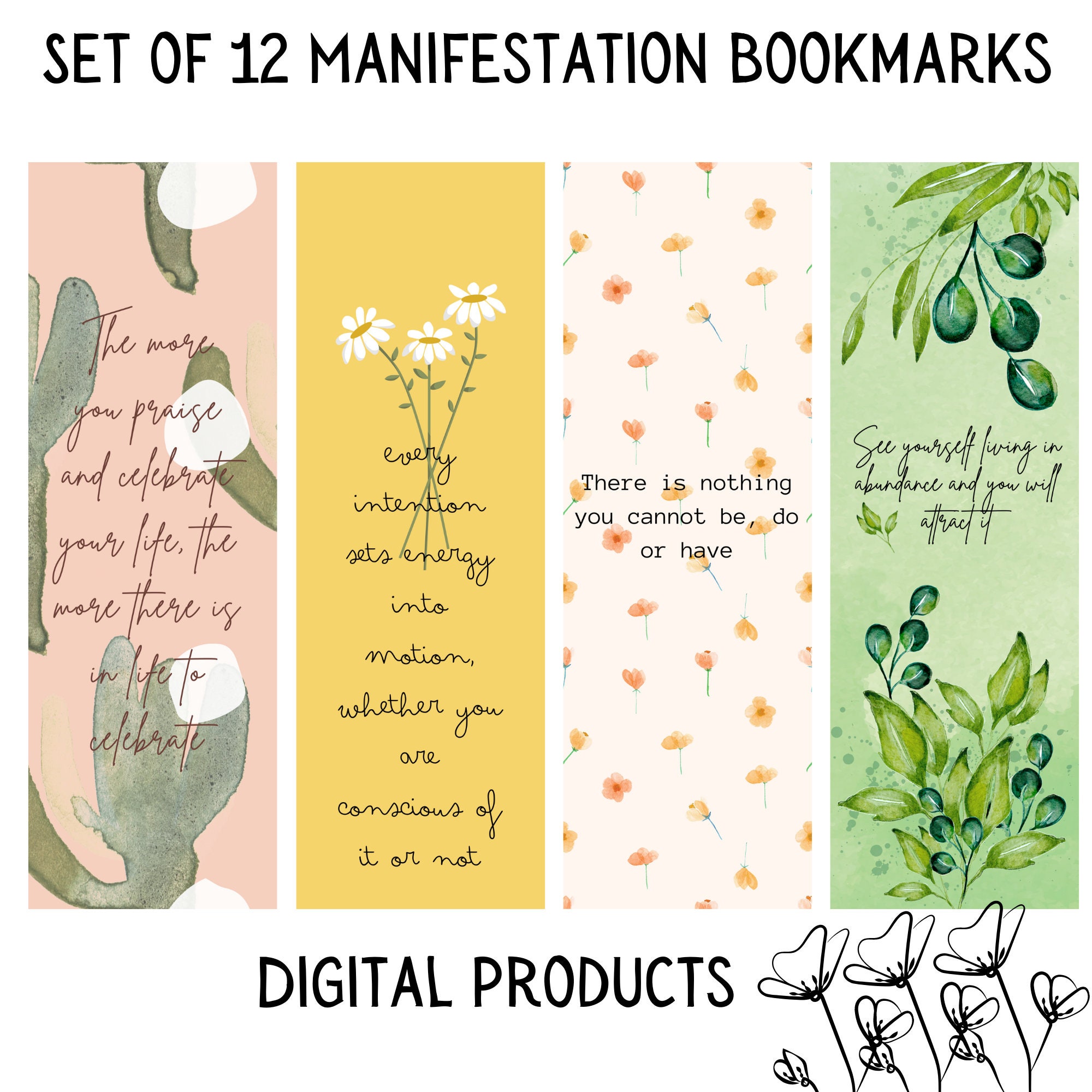 Set of 12 Powerful Quotes Bookmarks to Boost Your Manifesting Power ...