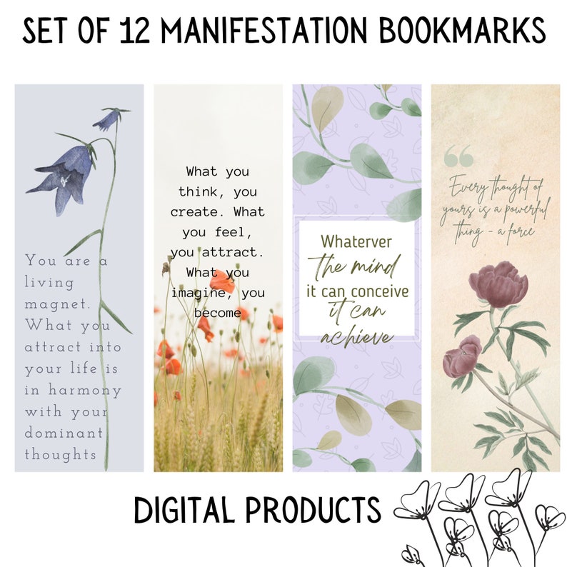 Set of 12 Powerful Quotes Bookmarks to Boost Your Manifesting Power ...
