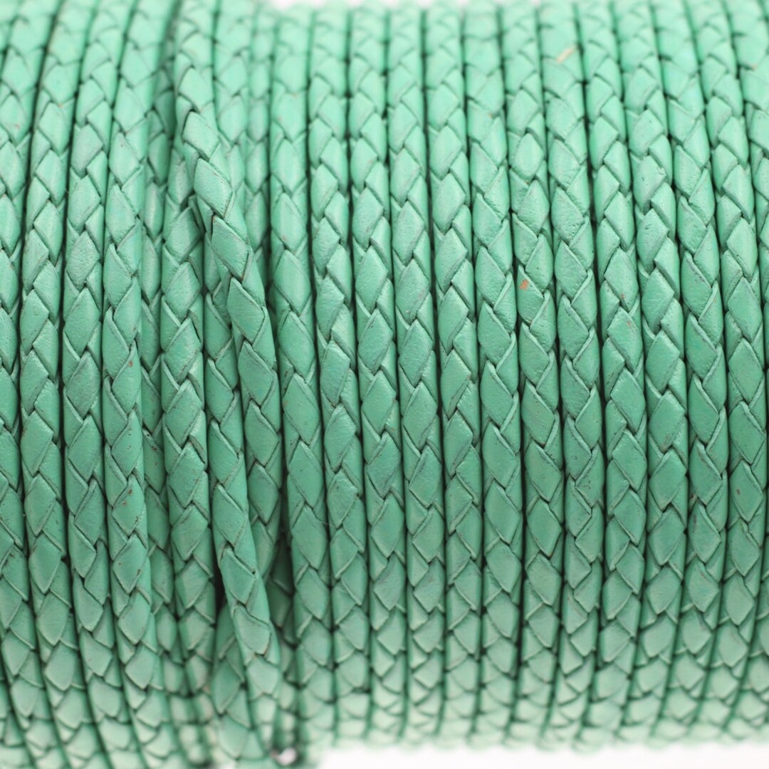 Sea Green Leather Cord Round Leather Cord Bolo Braided - Etsy