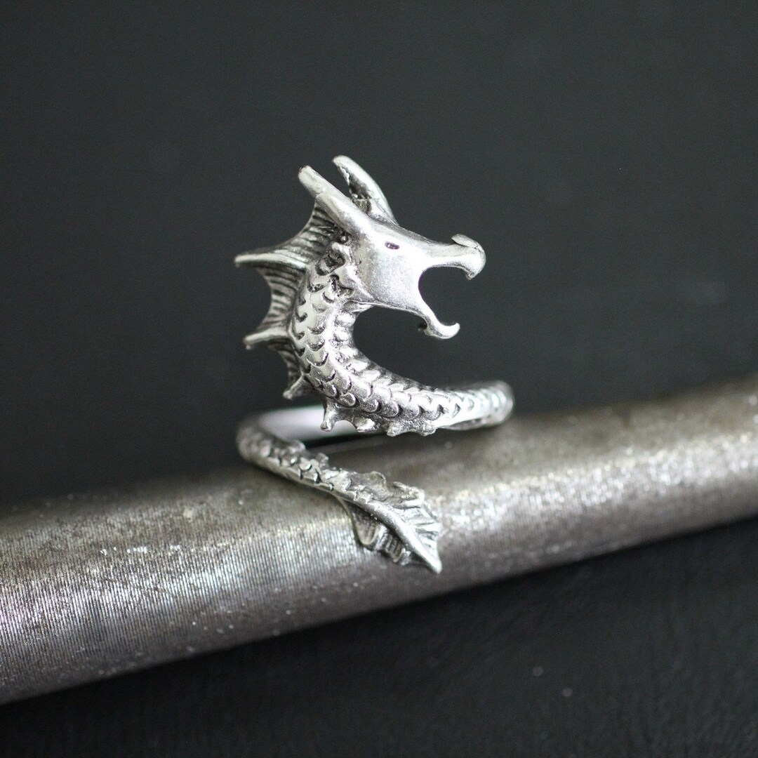 Silver Dragon Ring Fully Adjustable Animal Boho Ring Jewelry Unisex ...
