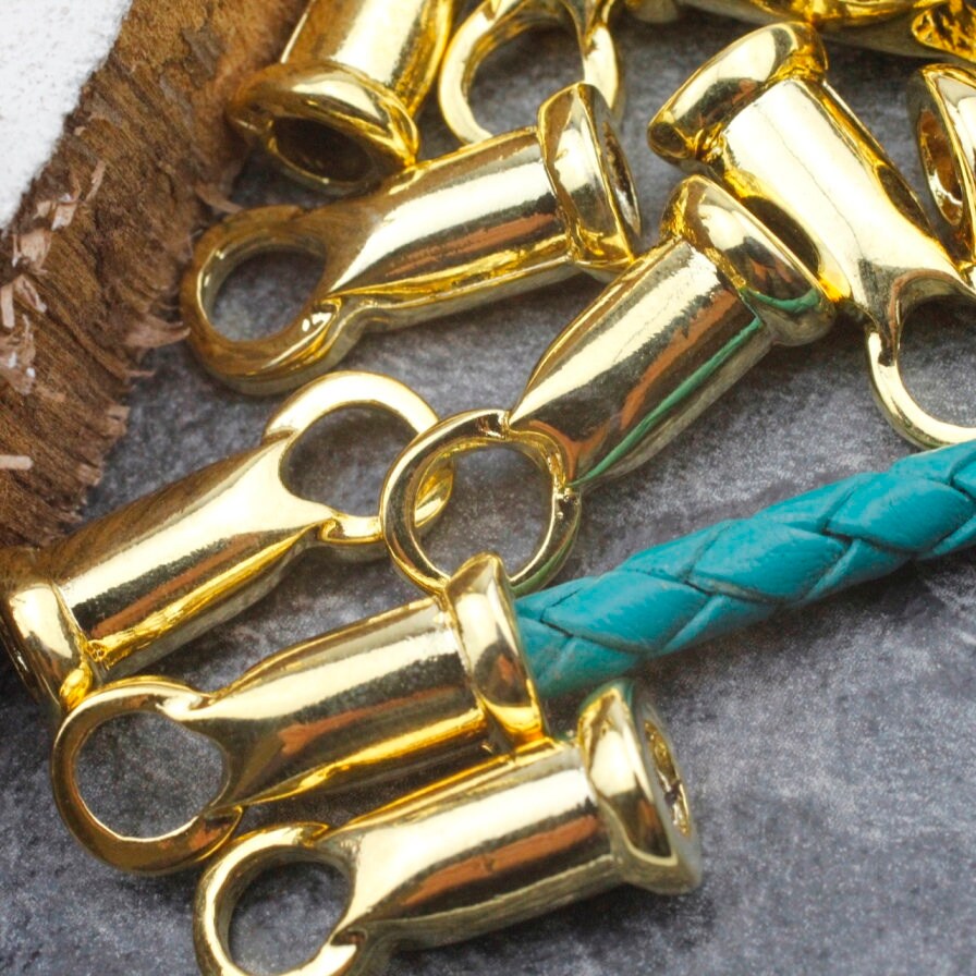 10 Cord End Caps, Bell End Cap for Round Leather, Necklace End Caps ...