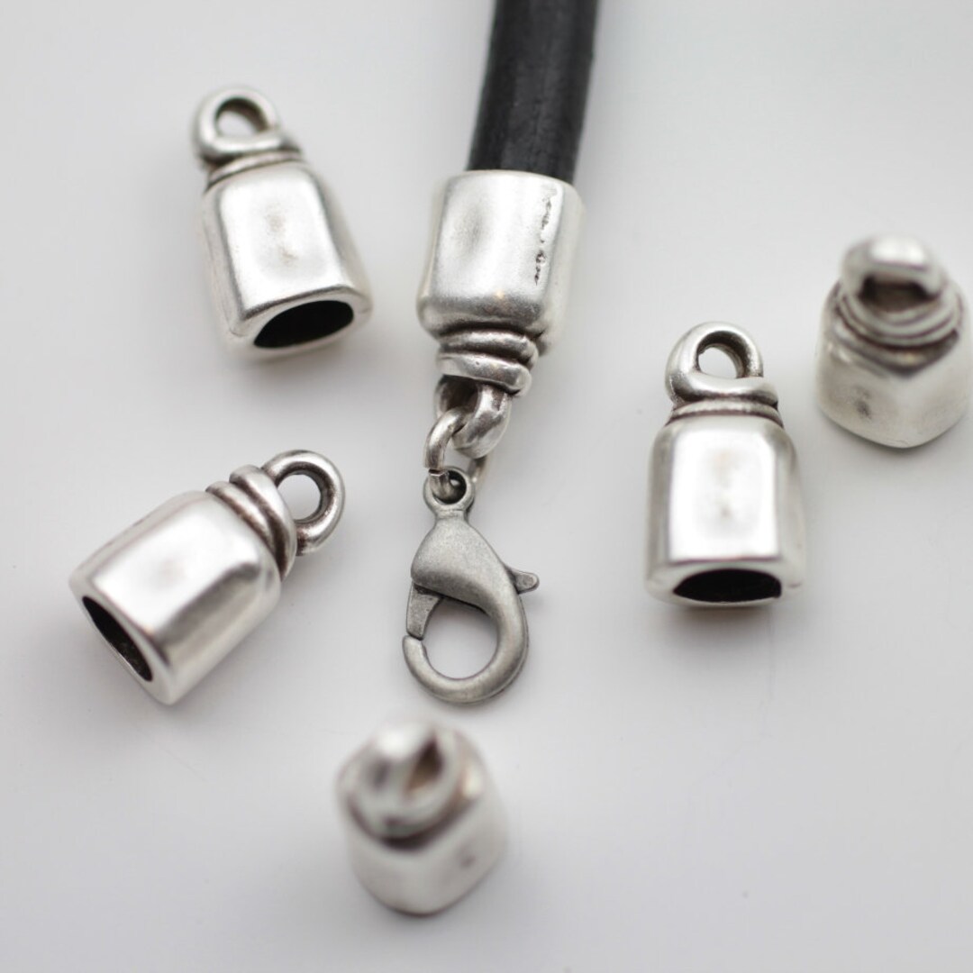 10 Cord End Caps, Bell End Cap for Round Leather, Necklace End Caps ...