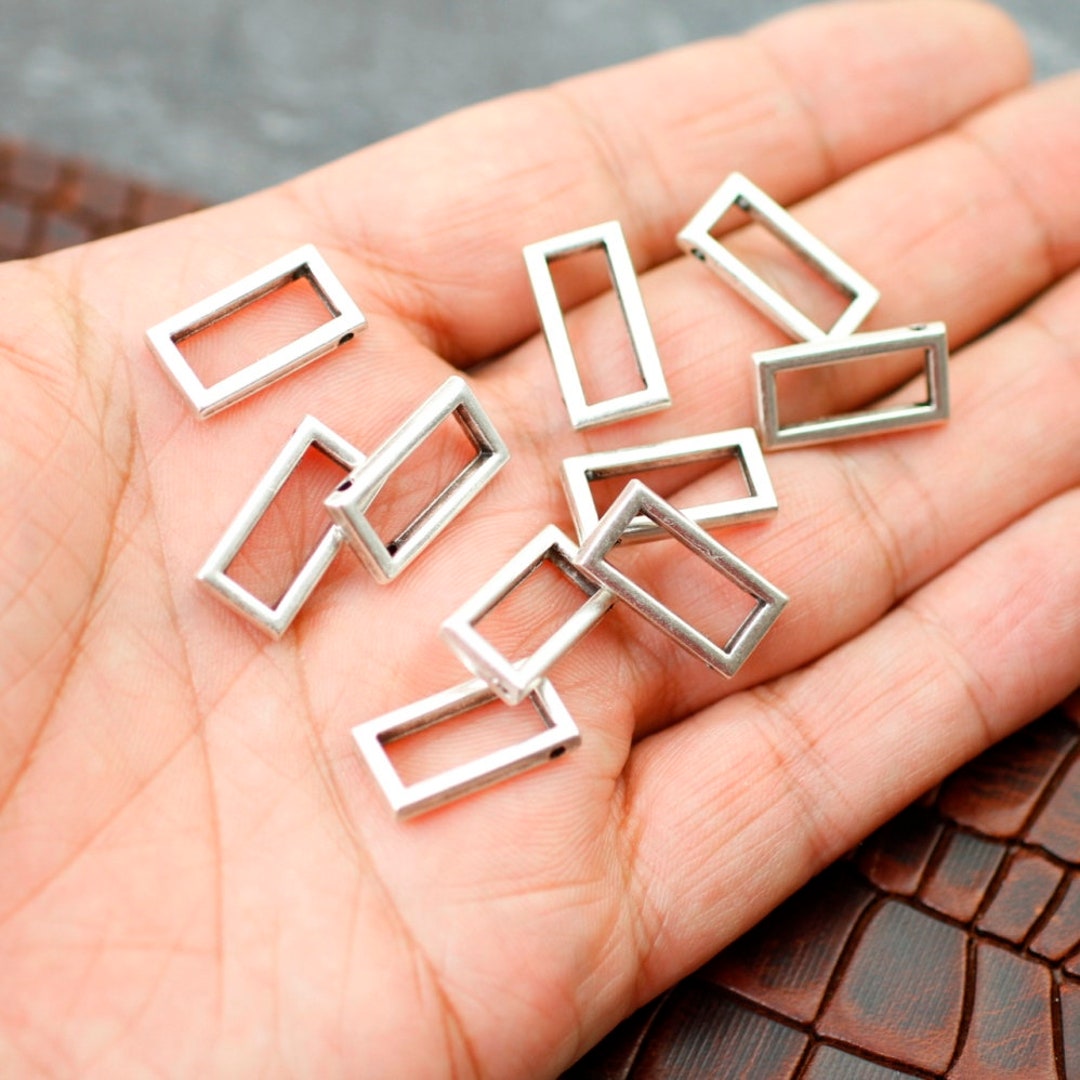 10 Open Back Bezel Pendants, Rectangle Resin Setting, Hollow Frame ...