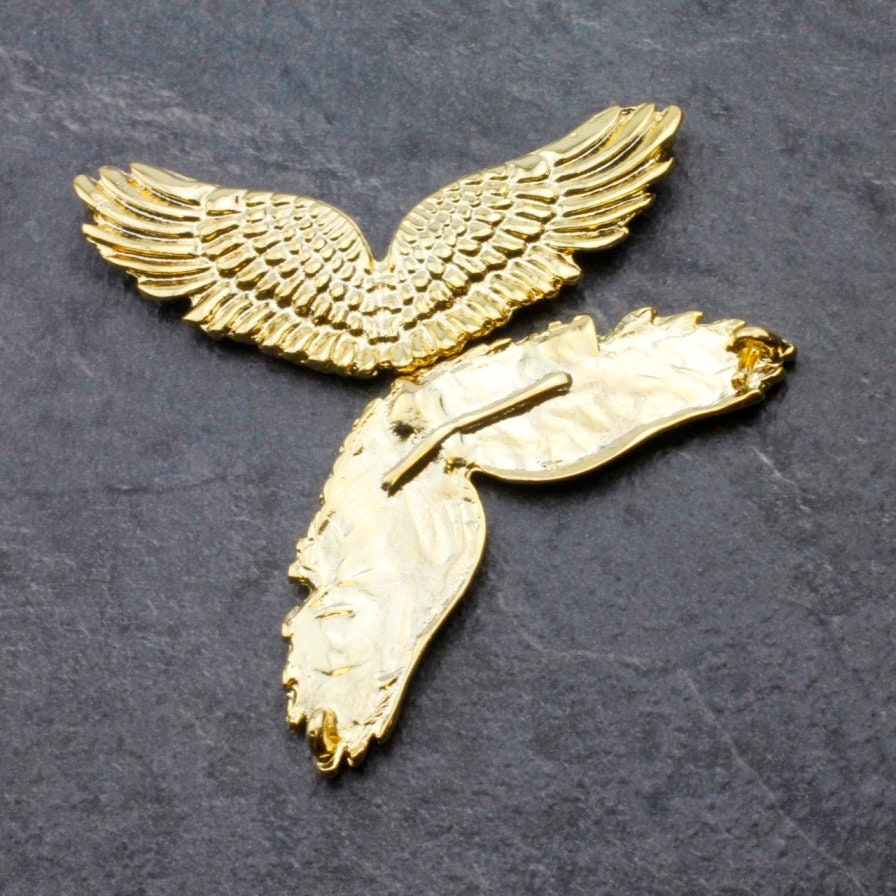 1 Wing Pendant Connector, Angel Wings Charm, 24k Gold Plated Wing ...