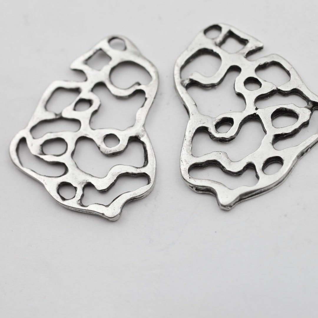 5 Silver Earring Charms, Statement Charms, Ethnic Style, Antique Silver ...
