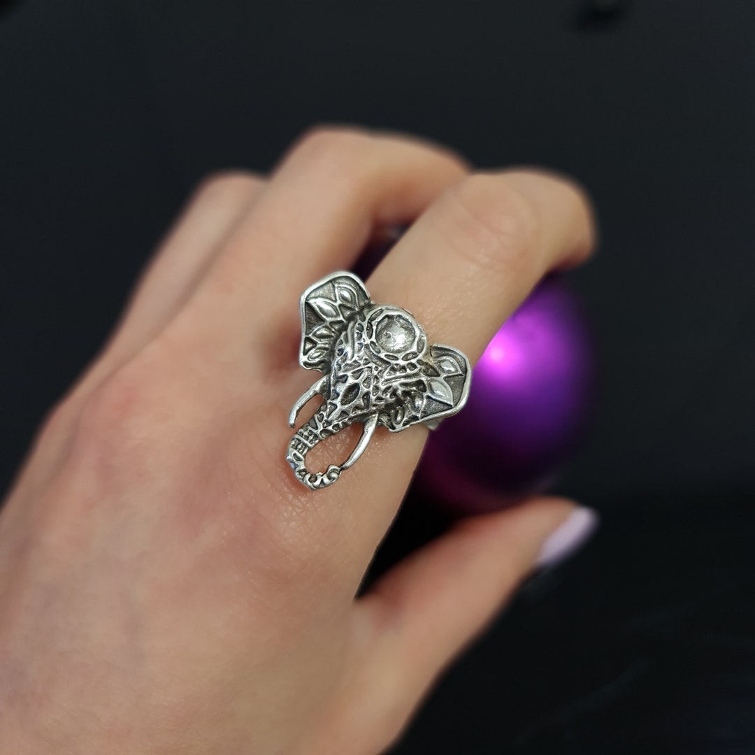 Silver Elephant Ring, Indian Boho Ring, Large Elephant Ring, Silver ...