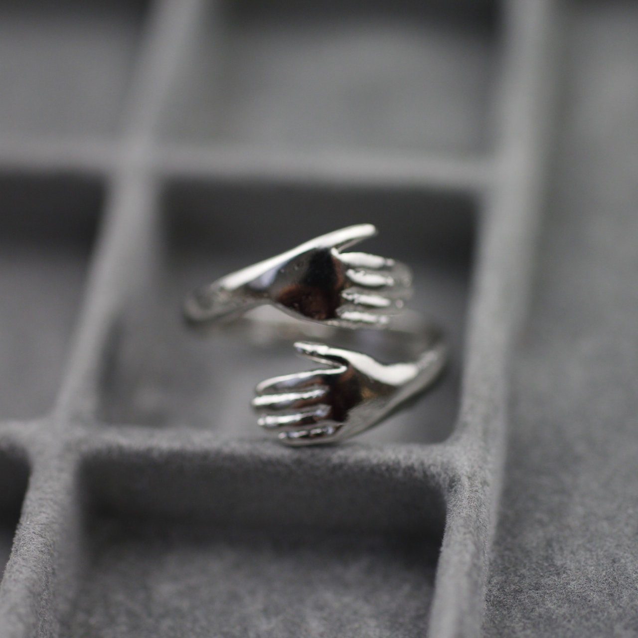 Hugging Ring, Rhodium Hug Ring, Hand Stackable Ring, Love Hug Ring ...
