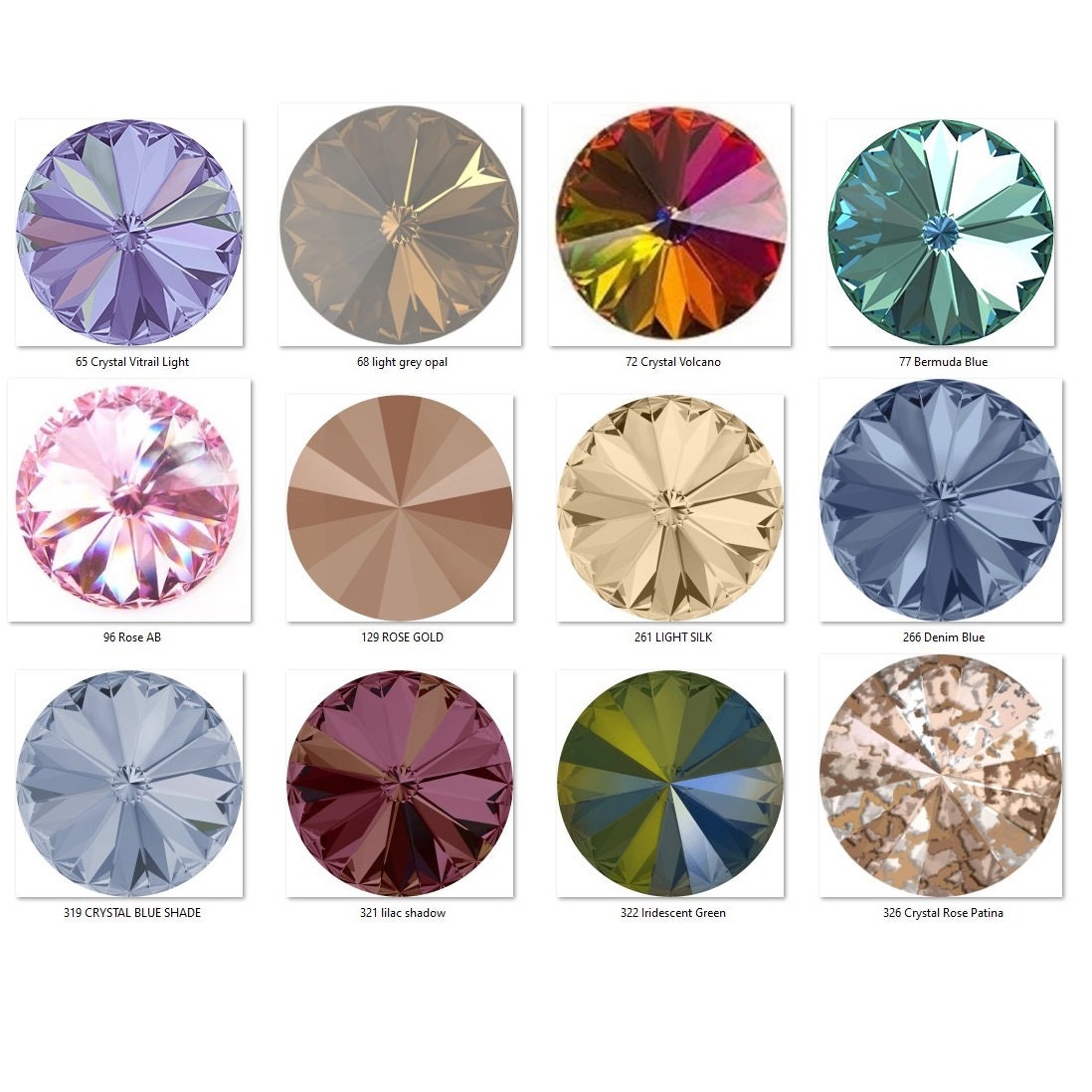Swarovski Crystal 1122 Rivoli Round Stones Crystals, Various Colors in ...