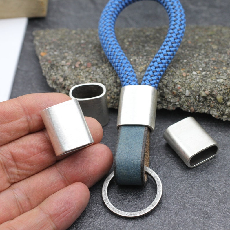 5 Antique Silver End Cap With Engraving Keychain Findings, Keychain ...