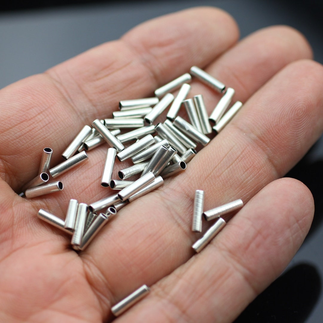 50 Tube Beads for Jewelry, Long Cylinder Bead, Silver Plated Beads ...
